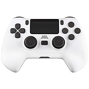 eXtremeRate White Decade Tournament Controller (DTC) Upgrade Kit for PS4 Controller JDM-040/050/055, Upgrade Board & Ergonomic Shell & Back Buttons & Trigger Stops - Controller NOT Included