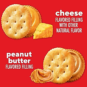 RITZ Peanut Butter Sandwich Cracker Snacks and Cheese Sandwich Crackers, Snack Crackers Variety Pack, 32 Snack Packs (6 Crackers Per Pack)