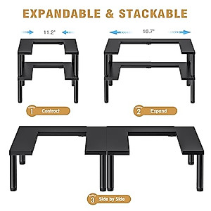 THYGIFTREE Spice Rack Organizer for Cabinet Expandable Metal Seasoning Organization Height Adjustable 2 Tier Spice Storage Shelf for Cupboard Pantry