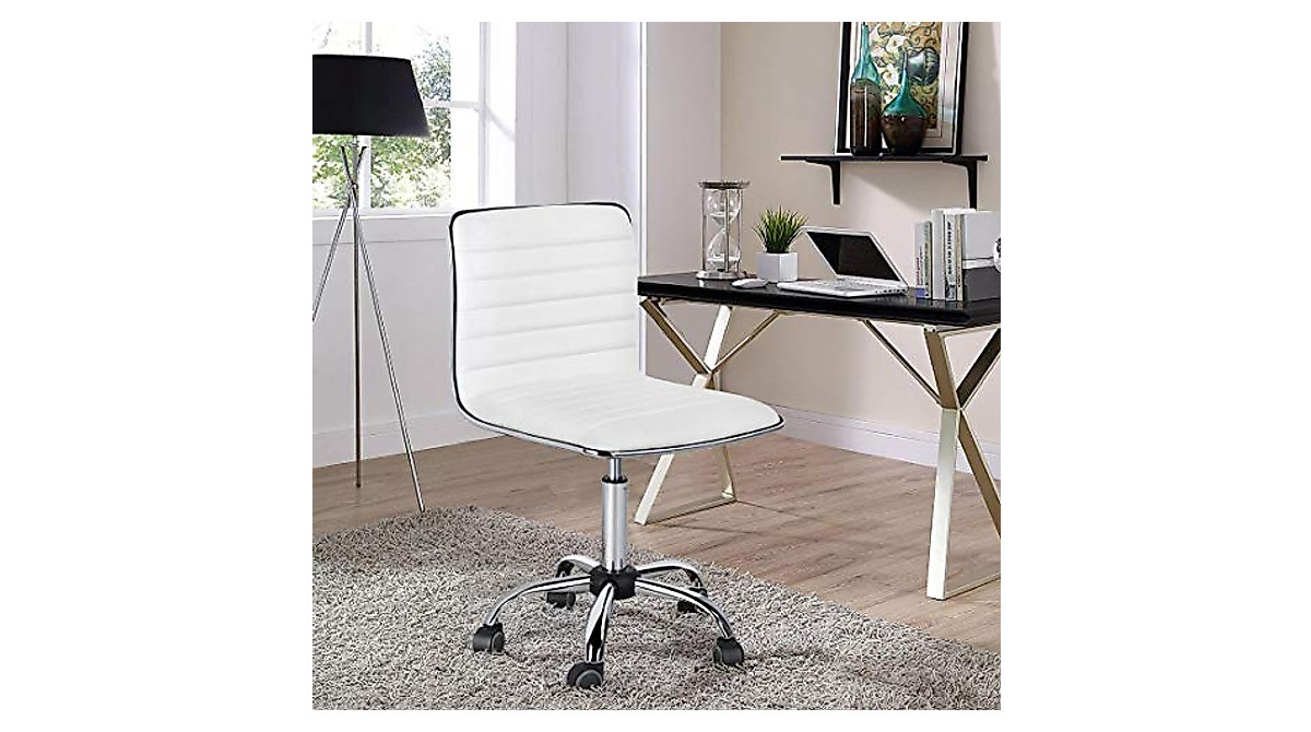 Elegant White Adjustable Armless Task Chair