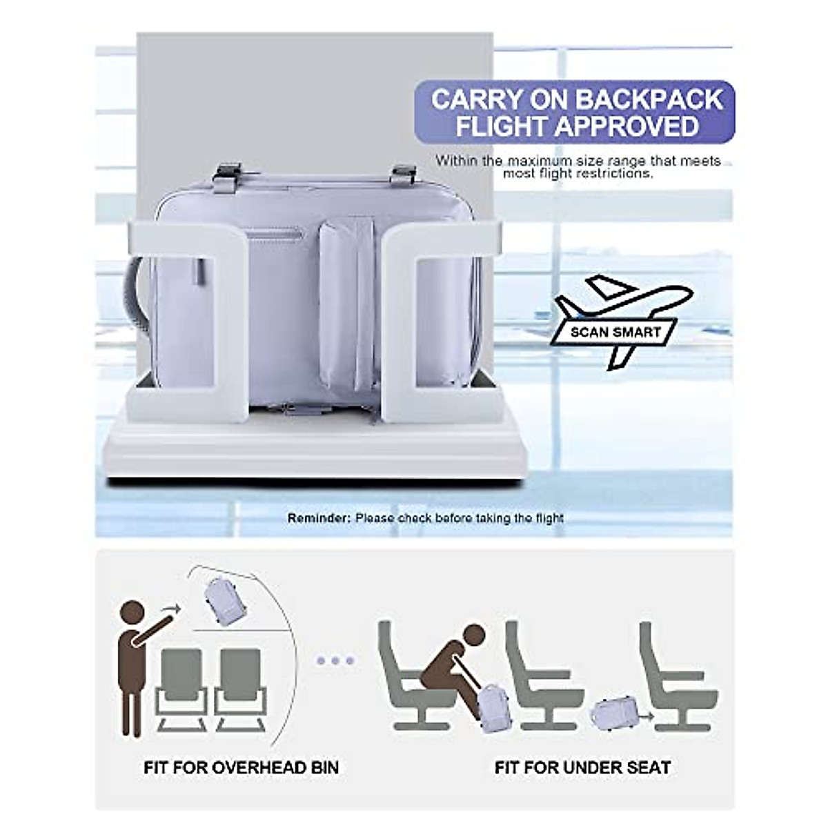 VGCUB Large Travel Backpack,Carry on Backpack for Women Men Airline Approved Gym Backpack Waterproof Business Laptop Daypack,Purple With Toiletry Bag