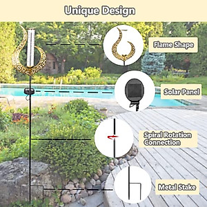 HOBYLUBY 39'' Rain Gauge Outdoor - Solar Flame Design Rain Gauges for Yard, Lawn, Pathway, Patio