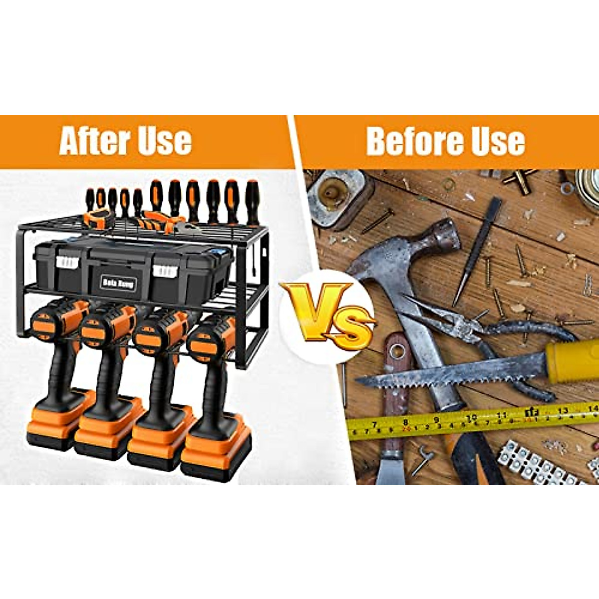 Power Tool Organizer, Drill Holder Wall Mount, Power Tool Storage Rack With Removable Design, Garage Heavy Duty Tool Shelf for Cordless Drill Storage, Gifts for Men/Dad/Grandfather