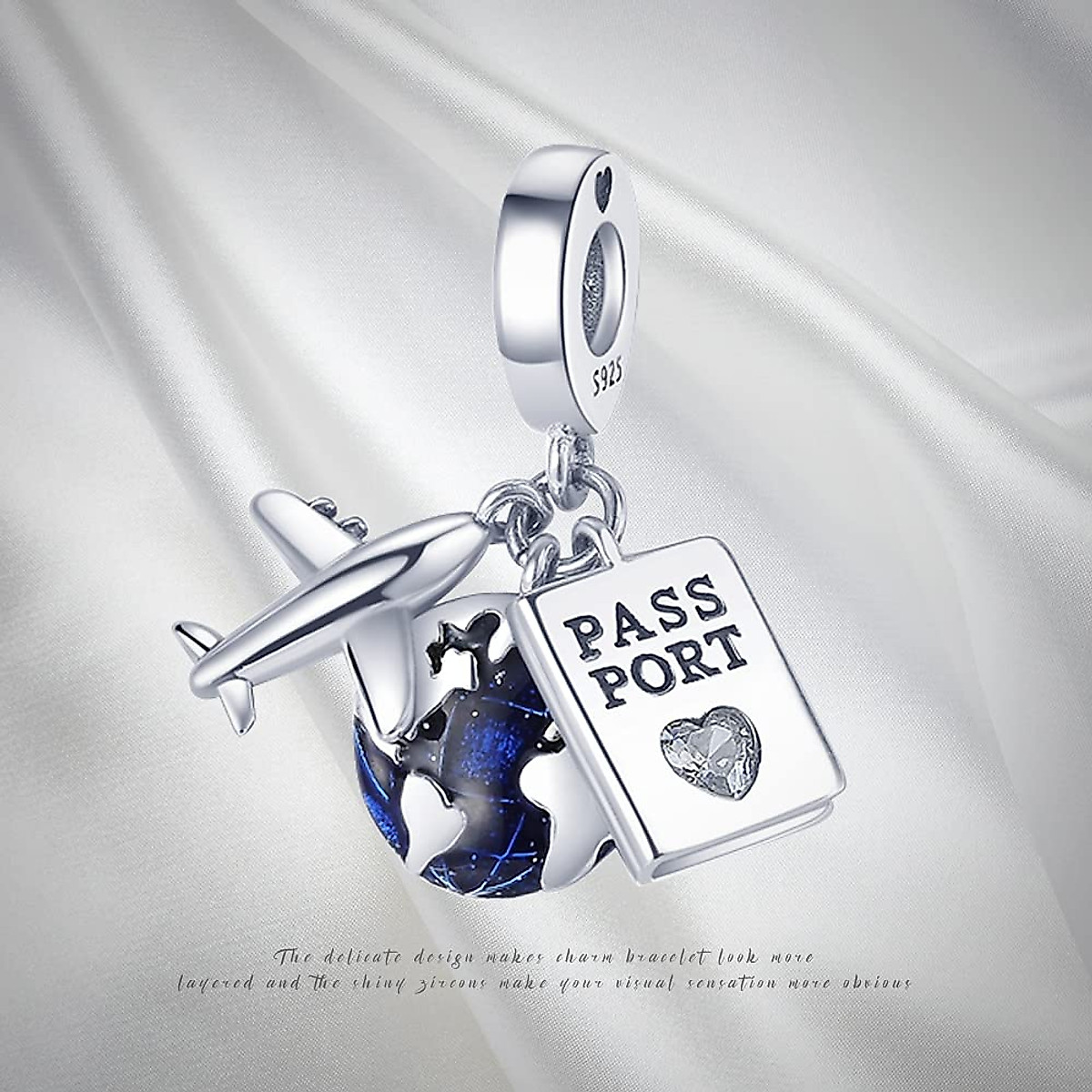 Pandach 925 Sterling Silver Charms for Bracelets and Necklaces Travel Round The World Beads Charms Relaxation Dangle Pendant,Jewelry Beads Gifts for Women