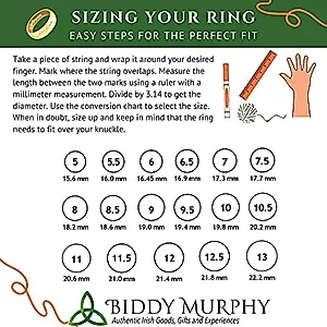 Biddy Murphy Women's Claddagh Maids Ring Made in Ireland Classic Sterling Silver Traditional Claddagh Design Fine Details Made in Co. Dublin by Irish Artisan Jewelers Size 6