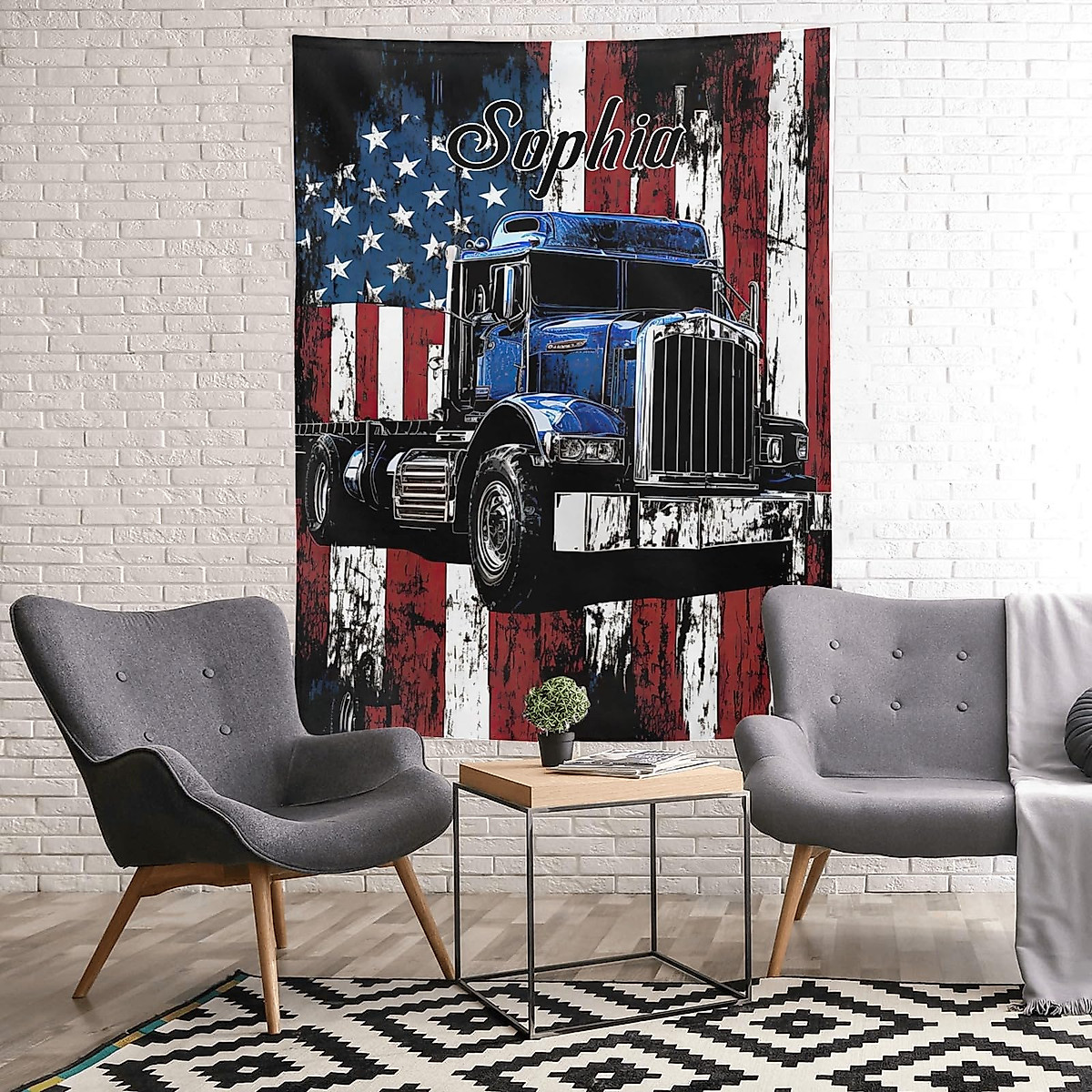 XOZOTY Trucker American Flag Personalized Blanket Nursery Swaddling Blankets for Gilrs Boys Kids Newborns Baby Shower Pet Gift 30 x 40 Inch