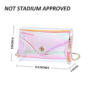 Vorspack Transparent Jelly Purse for Women Shiny Clear Purse Crossbody Bag Shoulder Bag Handbag Fashion Clutch Purse Evening Bag Cute for Prom Party Club Dating - Holographic