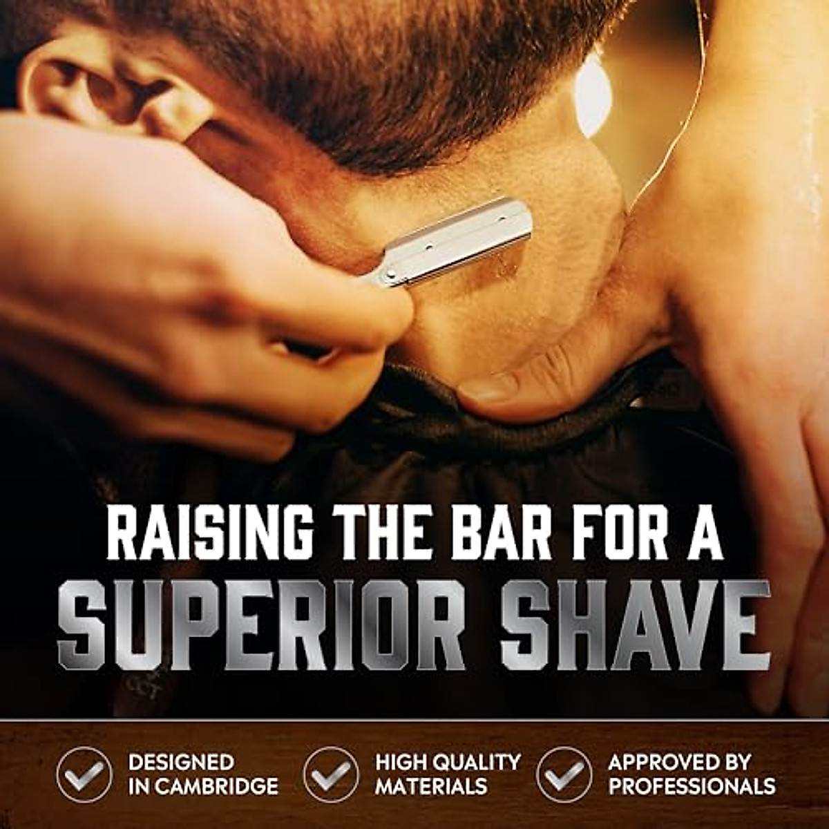 The Cambridge Cutthroat® Cut Throat Razor Kit with Blades & Travel Pouch - Missanda Hardwood & Stainless Steel Professional Barber Shaver Men - Straight Edge Moustache & Beard Shaper