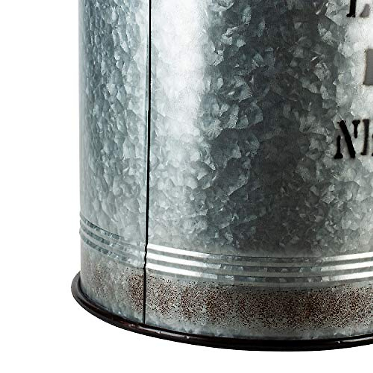 Organize It All Cobblestone Metal Storage Bin Décor, Set of 2 Multi Sized, with Wooden Lid and Handles, in Grey