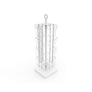 Up to 9.9" Wide 16 Adjustable Pockets Display Rack, Greeting Post Card Christmas Holiday Spinning Rack Stand. Pocket Size: 4.5-9.9" Wide X 5.8" Tall, 16 Pockets. 11602-L-DOUBLE-WHT-NPF