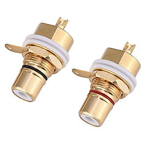 2 Pcs Terminal Gold Plated Copper Panel Mount Female Jack Terminal Socket Audio Connector