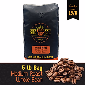 San Diego Coffee Island Blend, Medium Roast, Whole Bean Coffee, 5-Pound Bag Café en grano tostado