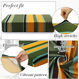 Newwiee 8 Pcs Patio Stretch Sofa Cushion Cover Outdoor Cushion Cover Replacement Patio Furniture Cushions Couch Slipcovers Chair Seat Cover Soft Flexibility Protector (Bright Color)