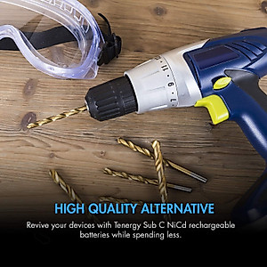 Tenergy SubC 2200mAh NiCd Flat Top Rechargeable Battery (No Tabs) - 15 Pack