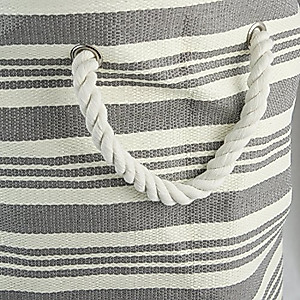 DII Woven Paper Storage Bin, Urban Stripe, Urban Gray, Large Round