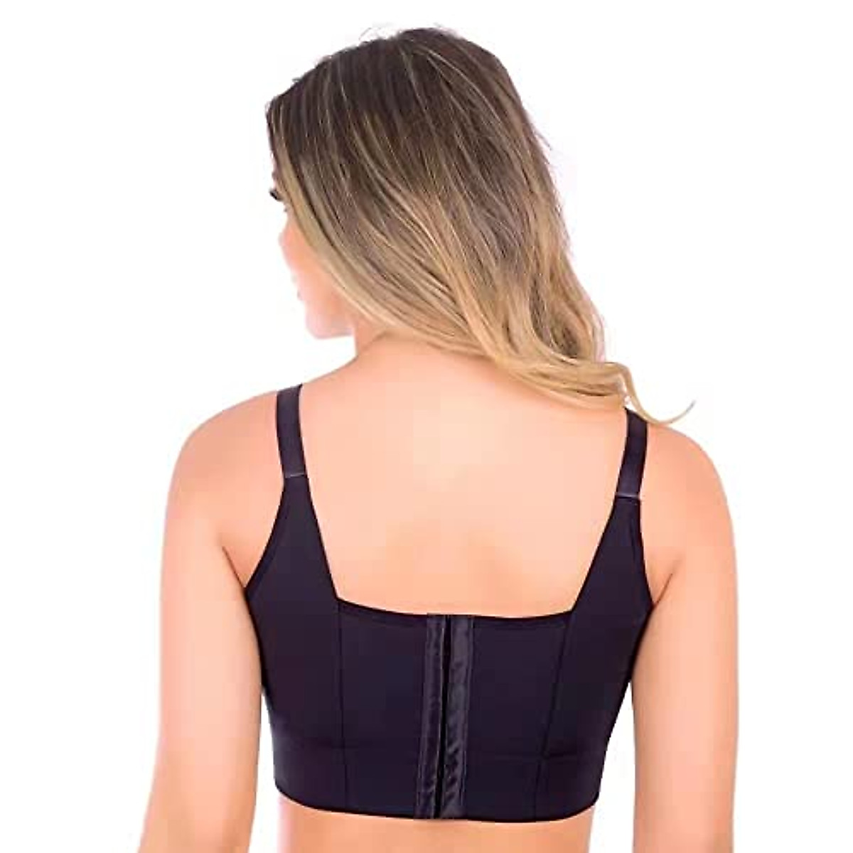 FUUPNN Women Deep Cup Bra Hide Back Fat Full Back Coverage Bra with Shapewear Incorporated Push Up Sports Comfortable Bras (as1, Alpha, jaspo_s, Black, 46B)