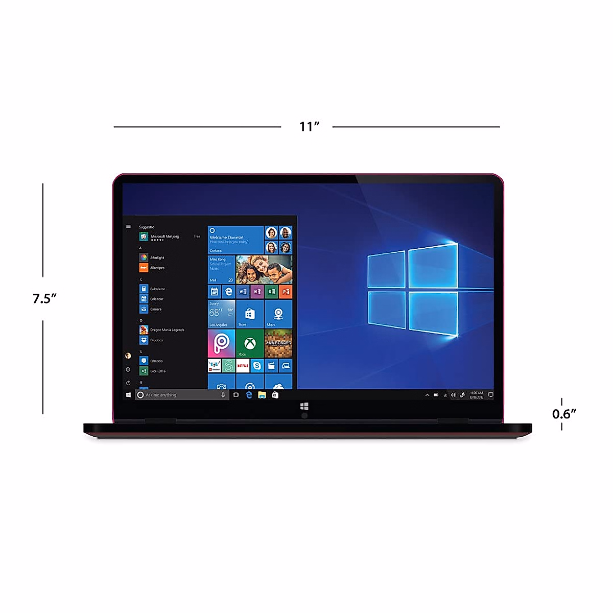 Ematic 11.6" Convertible Touchscreen Laptop with Windows 10 S, 2GB RAM, 32GB Storage, Purple (EWT127PR)