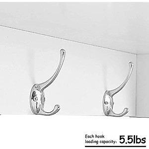 Byroce Wall Mounted Storage Cabinet, Floating Display Cabinet with 4 Dual Hooks and 3 Open Compartments, Hanging Shelf, Wall Cubby Organizer, Perfect for Entryway, Hallway, Living Room (White)