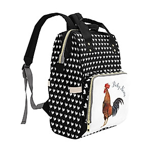 bliblisa Personalized Chickens Diaper Bag with Name Nappy Bags Travel Casual Mummy Backpack for Mom Girl Boy