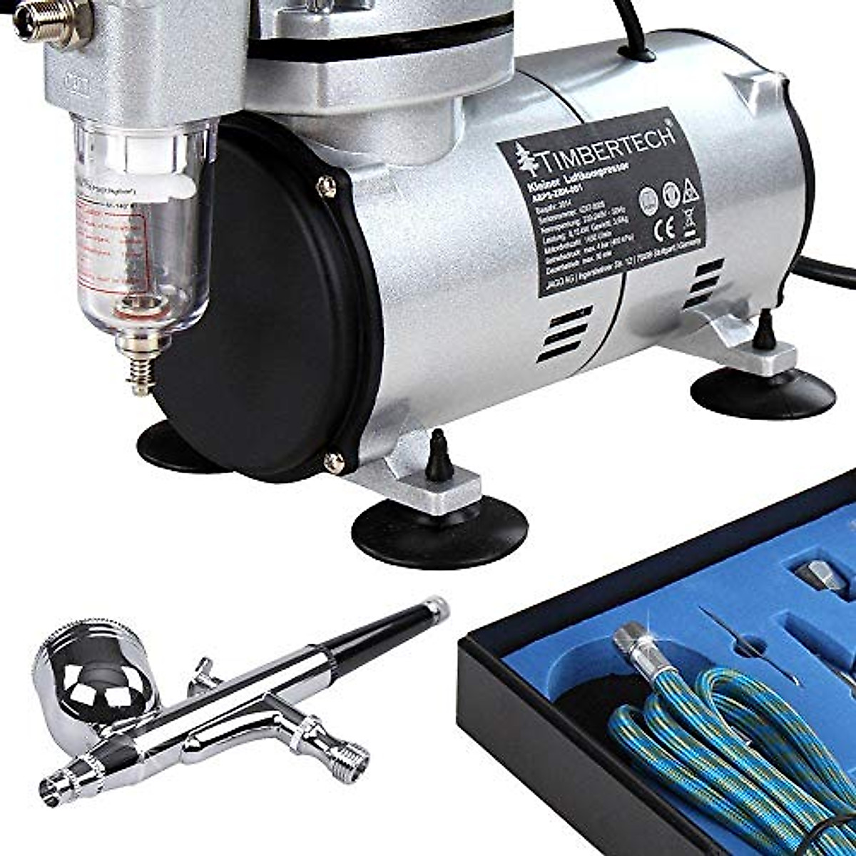 TIMBERTECH Airbrush Kit with Compressor, Multi-Purpose Airbrush Compressor Set, Dual Action Gravity Feed Airbrush with Air Hose for Hobby, Body Tattoo, Model Painting, Automotive Graphic, Make-up