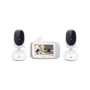 Motorola Bliss54-2 Video Baby Monitor – 4.3” LCD Color Screen Display, Two Wireless Cameras, Remote Pan Scan, 2-Way Talk, Night Vision, Pre-Loaded Lullabies