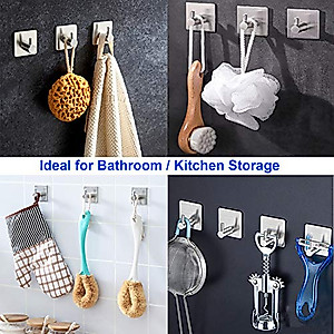 LOOGI Adhesive Hooks, Door Hooks Heavy Duty Towel Hooks Stick on Wall Waterproof Stainless Steel Robe Hanger for Hanging Bathroom Kitchen Home 5 Pack