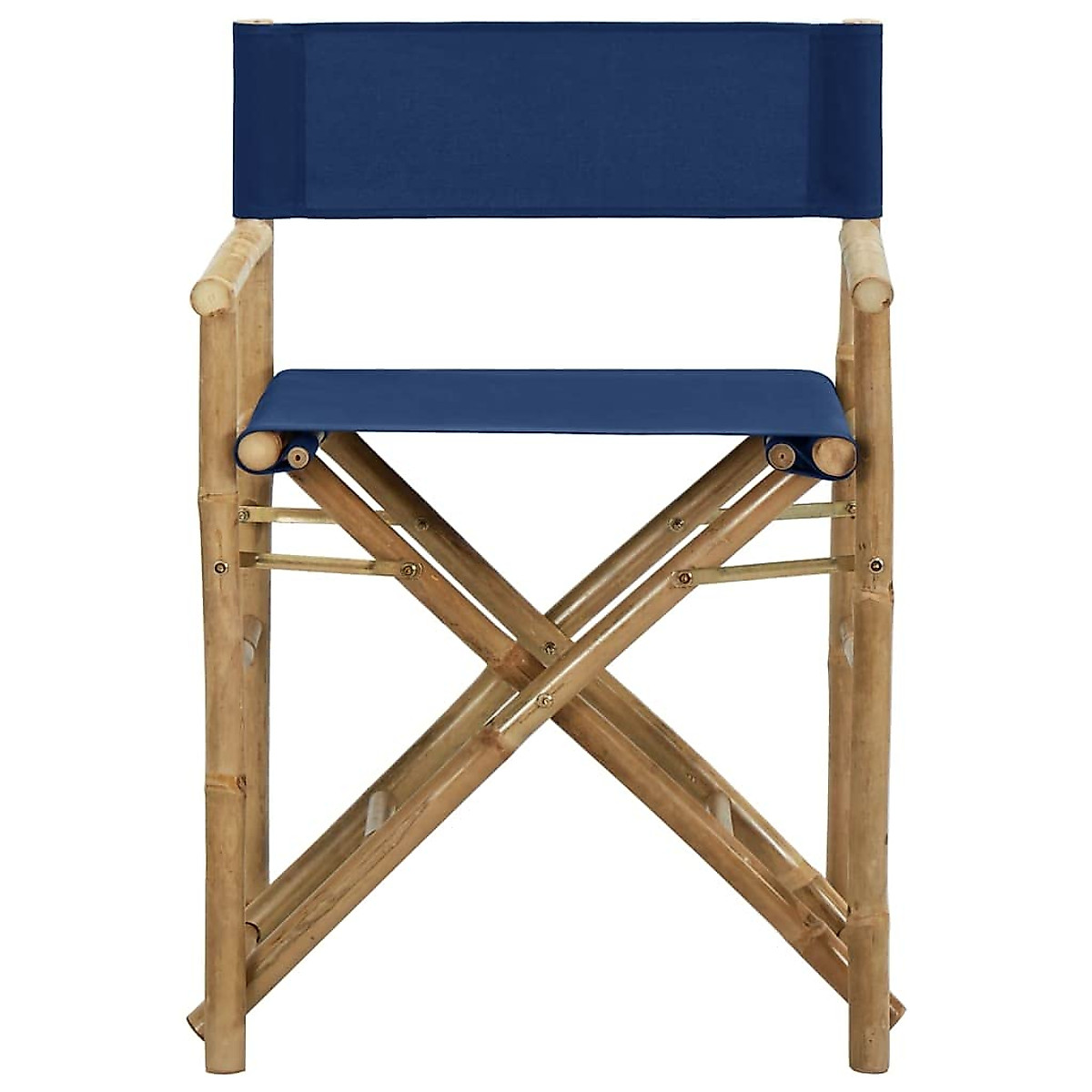 MNISDFL Folding Director's Chairs 2 pcs Blue Bamboo and Fabric, Patio Dining Chairs, Outdoor Patio Chairs Set for Garden, Balcony, or Poolside