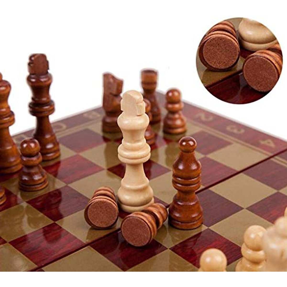 Chess Portable Set Portable Set Wooden Portable Chessboard Folding Board Game International Set for Party Family Activities Backgammon LQHZWYC (Size : L)