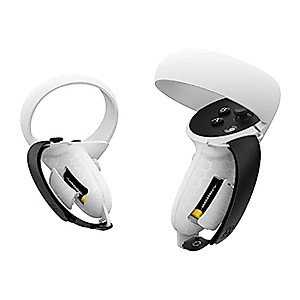 UPOK Alternative Controller Grips for Oculus/Meta Quest 2 - Accessories Battery Door Covers with Premium Adjustable Wrist Knuckle Leather Straps Fit Gym Class Basketball VR