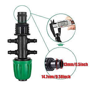 FULAIERGD 10 Pcs Barbed Tee (0.6-0.63" OD) 16mm to 1/4 inch Irrigation Tube Anti-Drop Barbed Hose Fittings (Fits 13mmID/ 4mm ID) 6-Way(Six-Way Adapter)