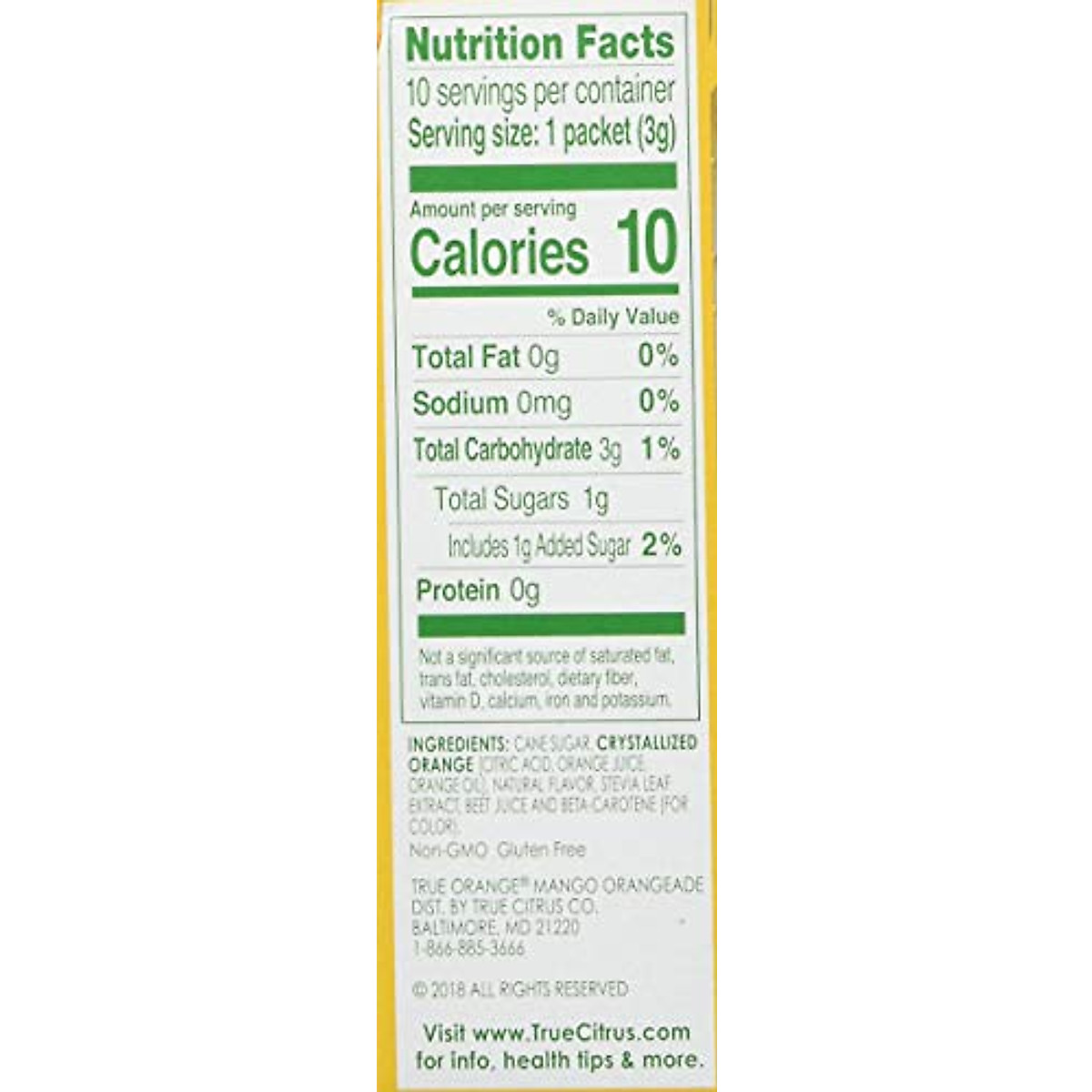 True Orange, Mango Orange Drink Mix, 10-count (Pack of 4)