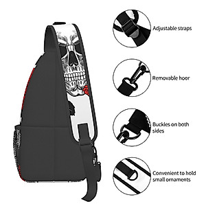 Yamegoun Rose And Skull Unisex Chest Bags Crossbody Sling Backpack Travel Hiking Daypack for Women Men Shoulder Bag for Casual Sport Climbing Runners