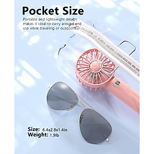 RNKRUN Portable Mini Fan, HandHeld Small Personal Battery Operated Fan Quiet usb Rechargeable 3 Speed makeup Lash Fan for Outside Travel Patios Indoor Shop Women Men Kids Girl Eyelash, pink