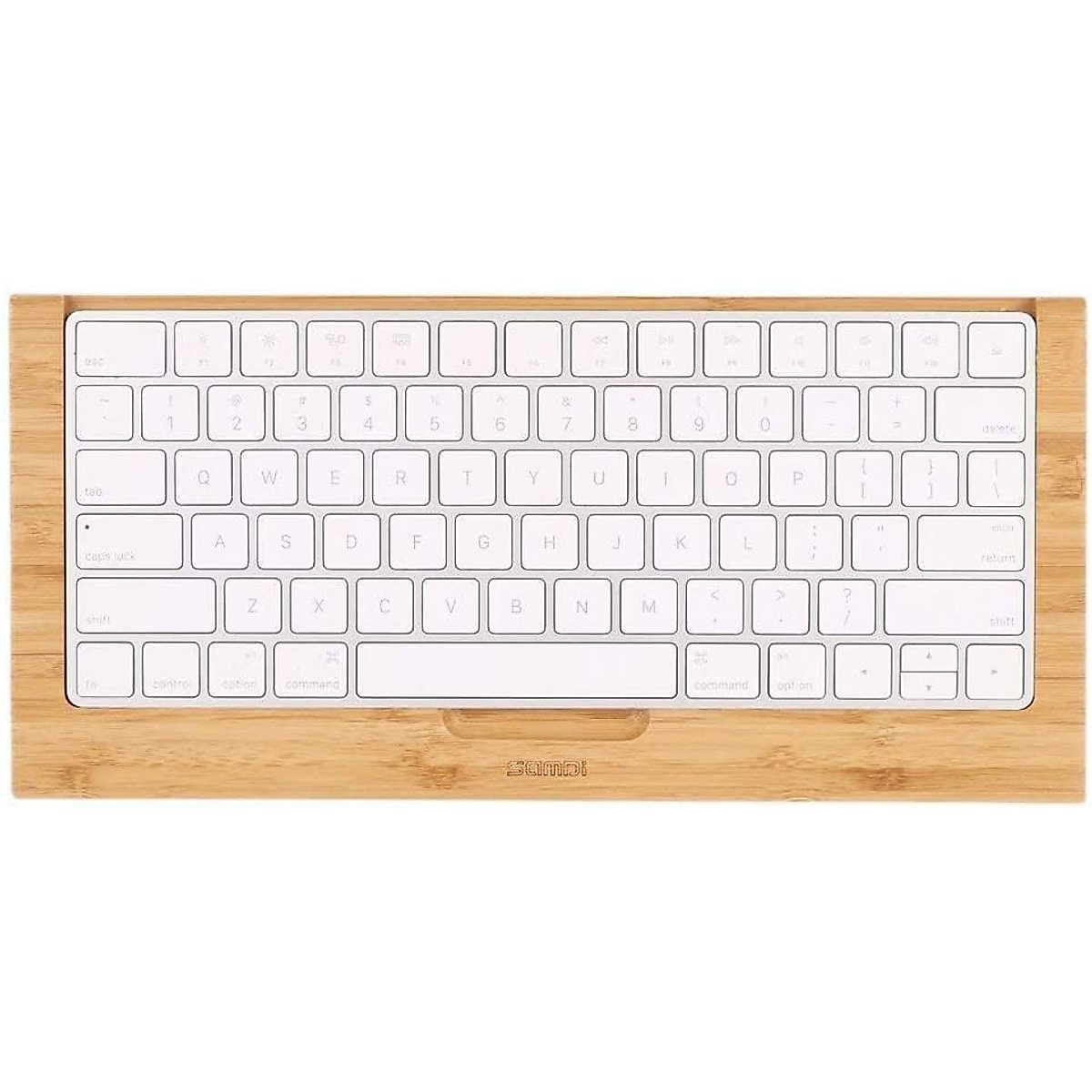 SAMDI Wooden Keyboard Tray, 2nd Generation Wireless Keyboard Tray for iMac Bluetooth Stand Base Keyboard Mounting Platform Shelf, Small Slot for Magic Keyboard Storage - (Bamboo)