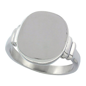 Surgical Stainless Steel Medium Signet Ring Solid Back Flawless Finish 3/8 inch, size 10