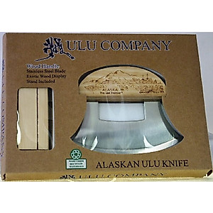 Alaskan Ulu Knife with Wooden Display Stand