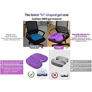 Aiouarc Gel Seat Cushion for Long Sitting, Breathable Honeycomb Design, Pressure Relief for Back, Sciatica, Tailbone Pain - Office Chair Cushion, Wheelchair Cushion, Car Seat Cushion, Chair Pad