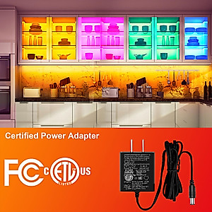 maylit 8 PCS RGB Under Cabinet Lighting Kit, App and Remote Control Led Strip Lights, Music Sync Color Changing Led Lights with ETL Listed Power Adapter, for Cabinet, Counter, Shelf, Bookcase, 13ft