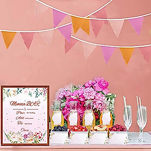 Zwiebeco 39Ft Orange Pink Fabric Bunting Banner Triangle Flags Party Decorations Hanging Cotton Garland Pennant for Engagement Wedding Baby Shower Birthday Festivals Nursery Home Outdoor Garden Decor