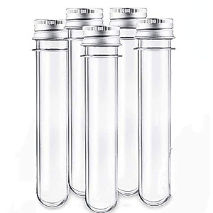 Acrux7 30 Pack Clear Plastic Test Tubes with Screw Caps, 45ml Clear Botanical Bath Salt Tubes 1x5 inch for Beads, Gumball, Candy Storage, Decorate(25x140mm)