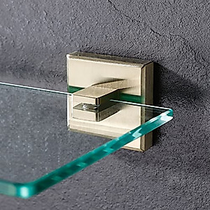 KES Bathroom Glass Shelf with 6 MM-Thick Tempered Glass and SUS 304 Stainless Steel Brackets 20-Inch Rectangular Rustproof Wall Mount Brushed Gold Finish, A2420A-BZ