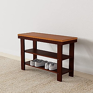 Amazon Basics Solid Pine Wood Entryway Shoe Rack Bench - Espresso
