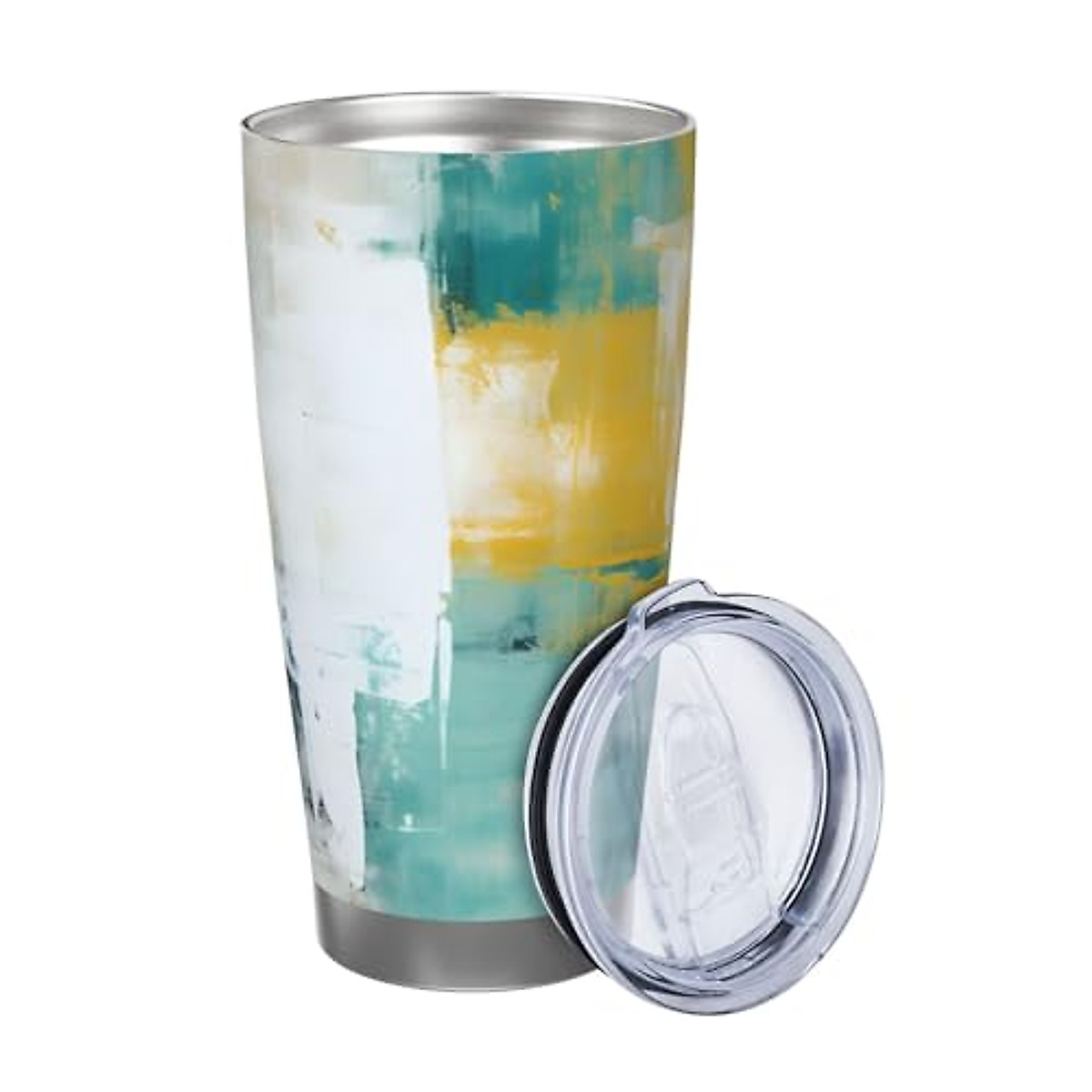 AYCZN Blue Yellow Abstract 20 OZ Tumbler Stainless Steel Travel Coffee Mug, Modern Art Insulated Water Bottle with Lid Leakproof Thermal Cup