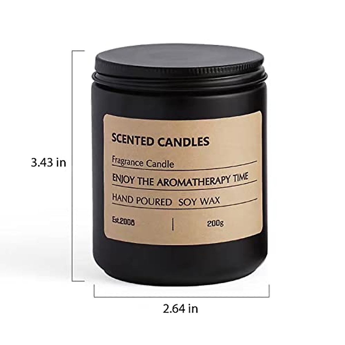 Birthday Gifts for Women，Rose and Sandalwood Scented Candles, Aromatherapy Candles for Home Scented, Jar Candles for Home Decor, Soy Bougies in Black Matte Jar, Scented Candle with Kraft