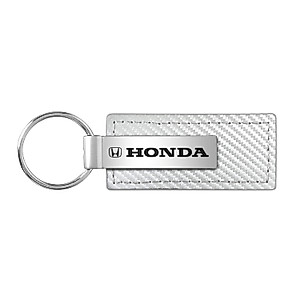 Au-TOMOTIVE GOLD Carbon Fiber Rectangular Leather Key Chain for Honda (White)