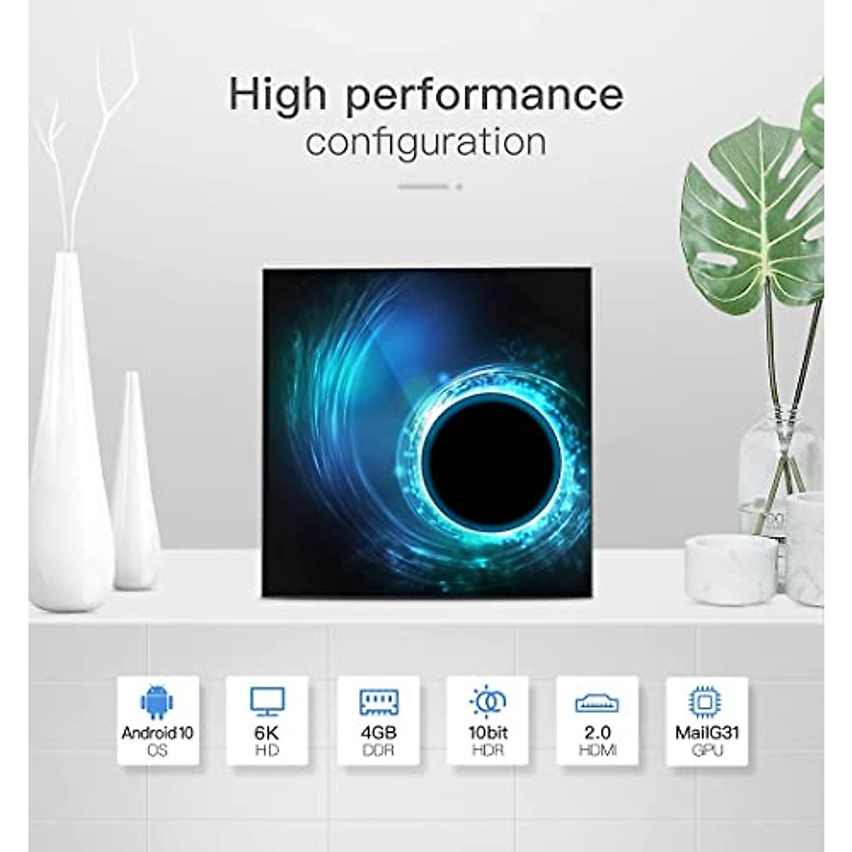 Android 10.0 TV Box 4GB / 32GB, Dual WiFi 2.4GHz/5GHz Bluetooth 5.0 6K Ultra HD/ 3D/ H.265 Ethernet with Mini Wireless Backlit Keyboard