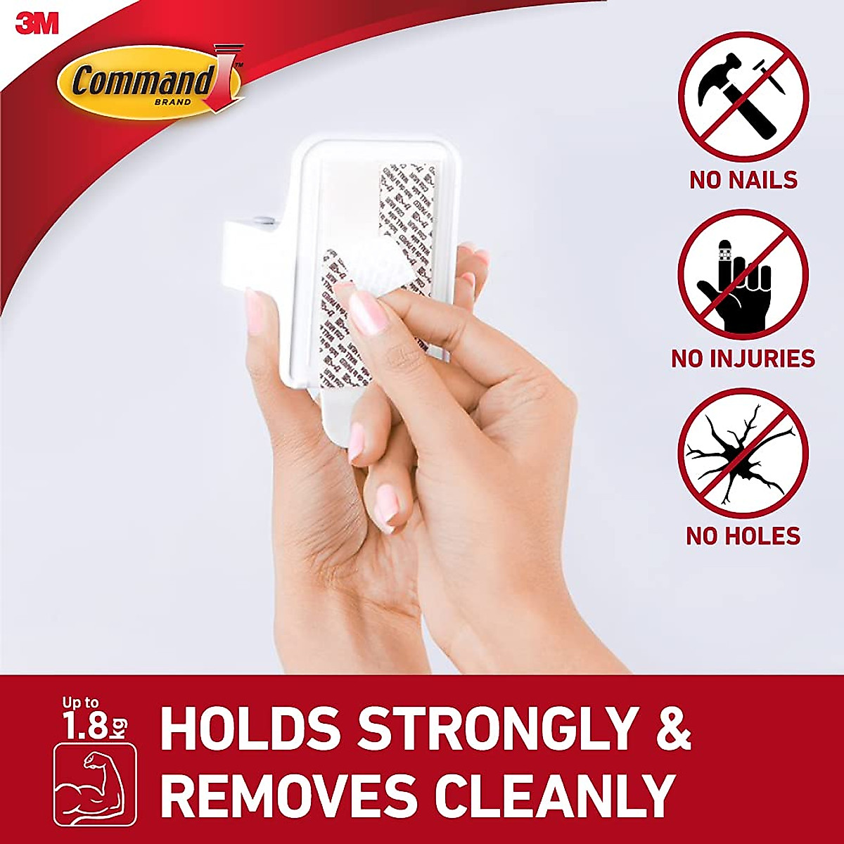 Command Broom and Mop Grippers Wall Hook, Damage Free Hanging Wall Mount Broom and Mop Holder, No Tools Household Cleaning Organizer for Living Spaces, 1 Hanger and 2 Command Strips