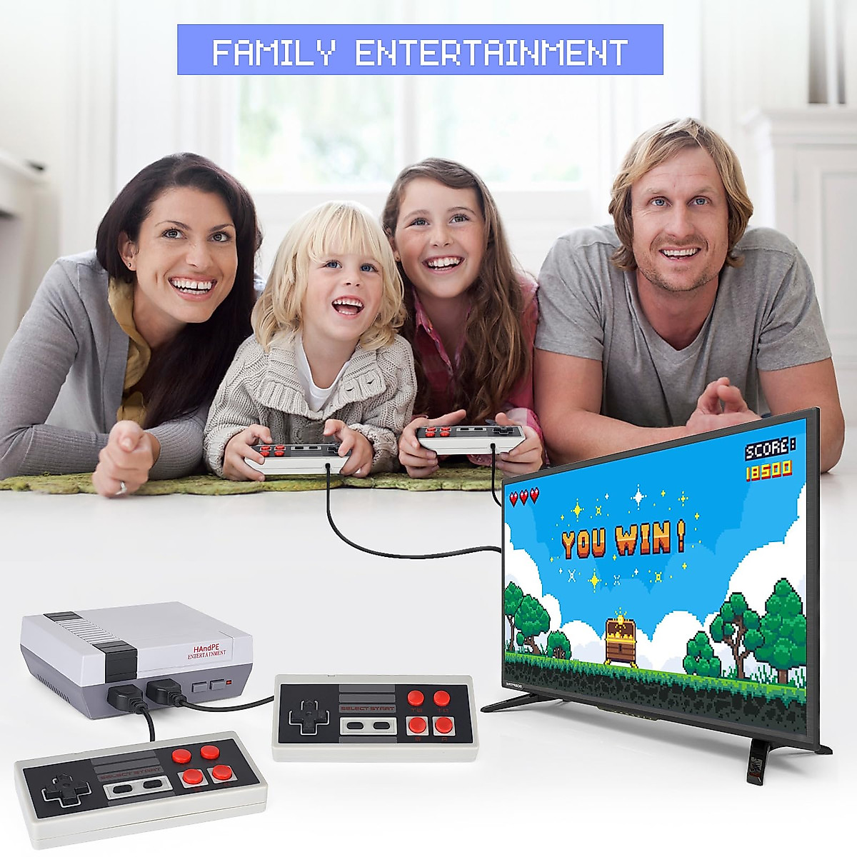 HAndPE Retro Classic Mini Game Console Childhood Game Consoles Built-in 621 Game(Some are Repeated) Dual Control 8-Bit Handheld Game Player for TV Video Bring Happy Childhood Memories(HDMI)