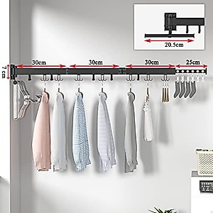 BONYCUST 3 Fold Retractable Clothes Drying Rack, Wall Mounted Clothes Hanger Collapsible with Storage Lever for Balcony, Bathroom, Patio,Laundry (Black)
