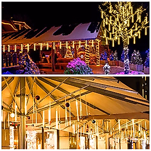 Meteor Shower Rain Lights, 19Ft 8 Tube 192 LEDs Christmas Lights Icicles, Icicle Lights Outdoor for Christmas Trees, Christmas Decoration Lights for Patio Garden Lawn Outdoor Christmas Lights